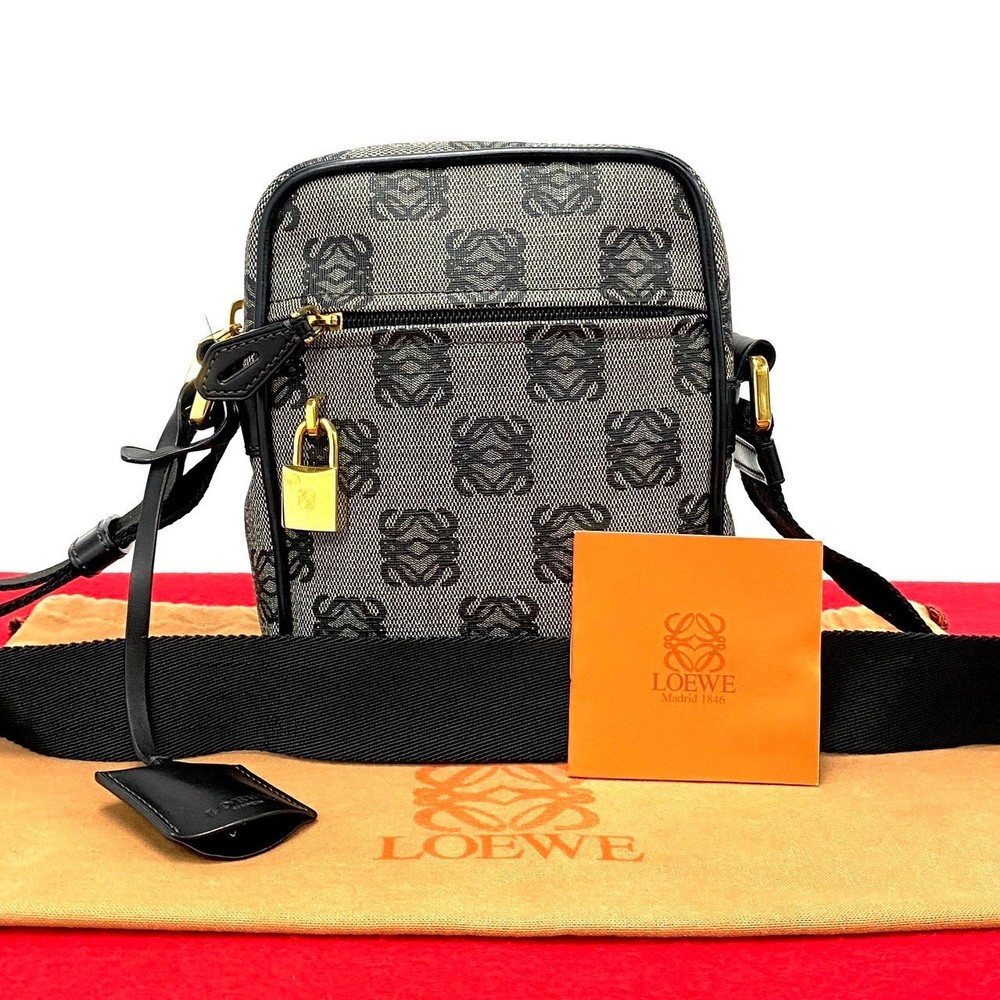 Loewe Anagram Logo Pattern Mini Shoulder Bag Black - Gem